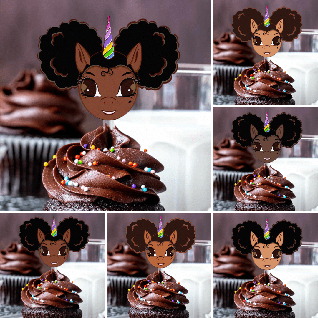 Afro Puff Unicorn Acrylic Cupcake Toppers - set of 25 - Walmart.com