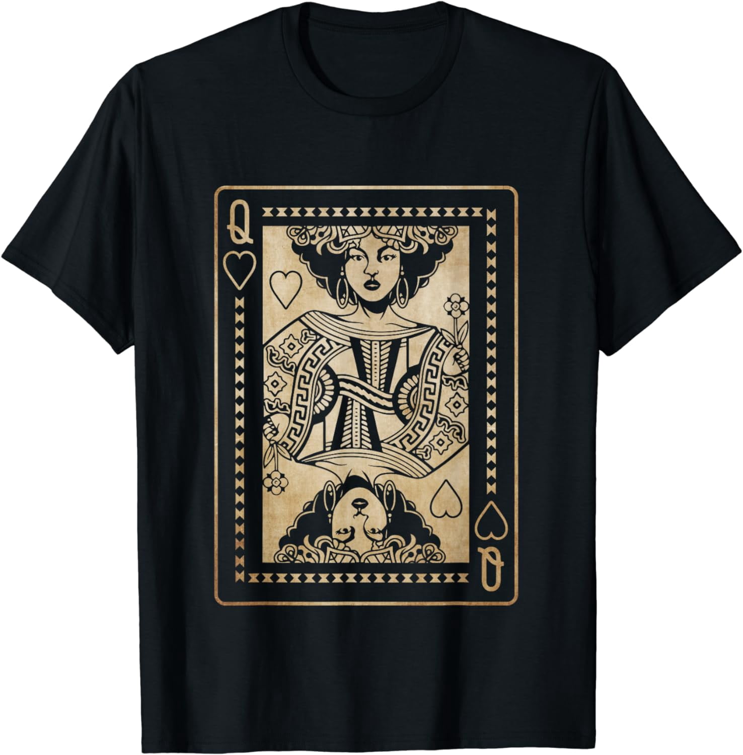 Afro Queen of Heart Black afro queen Playing Queen Card T-Shirt ...