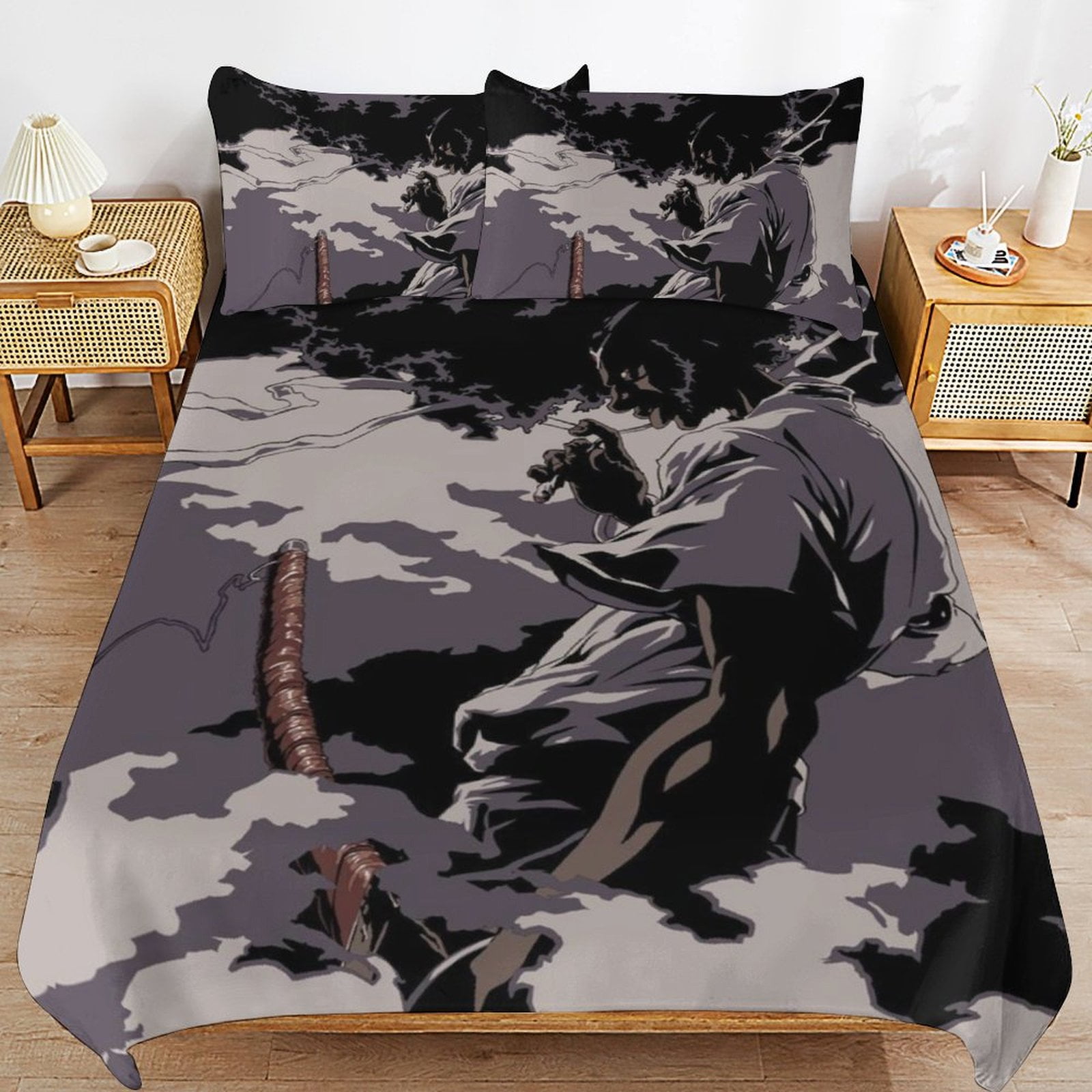 Afro Samurai Bedding Sets 3 Piece Soft Duvet Cover Set,Double-sided ...