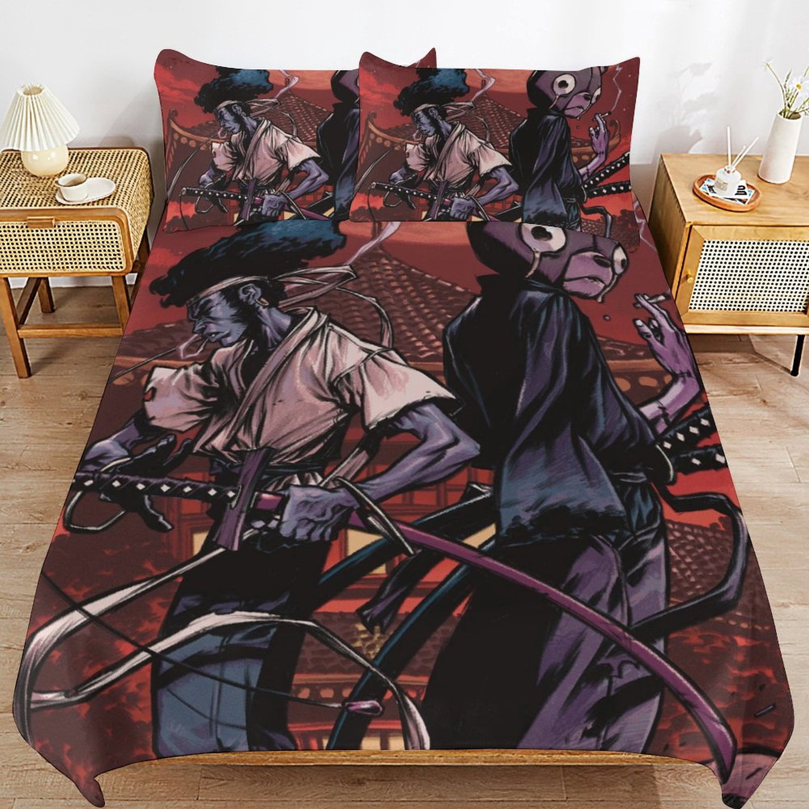 Afro Samurai Bedding Sets 3 Piece Soft Duvet Cover Set,Double-sided ...