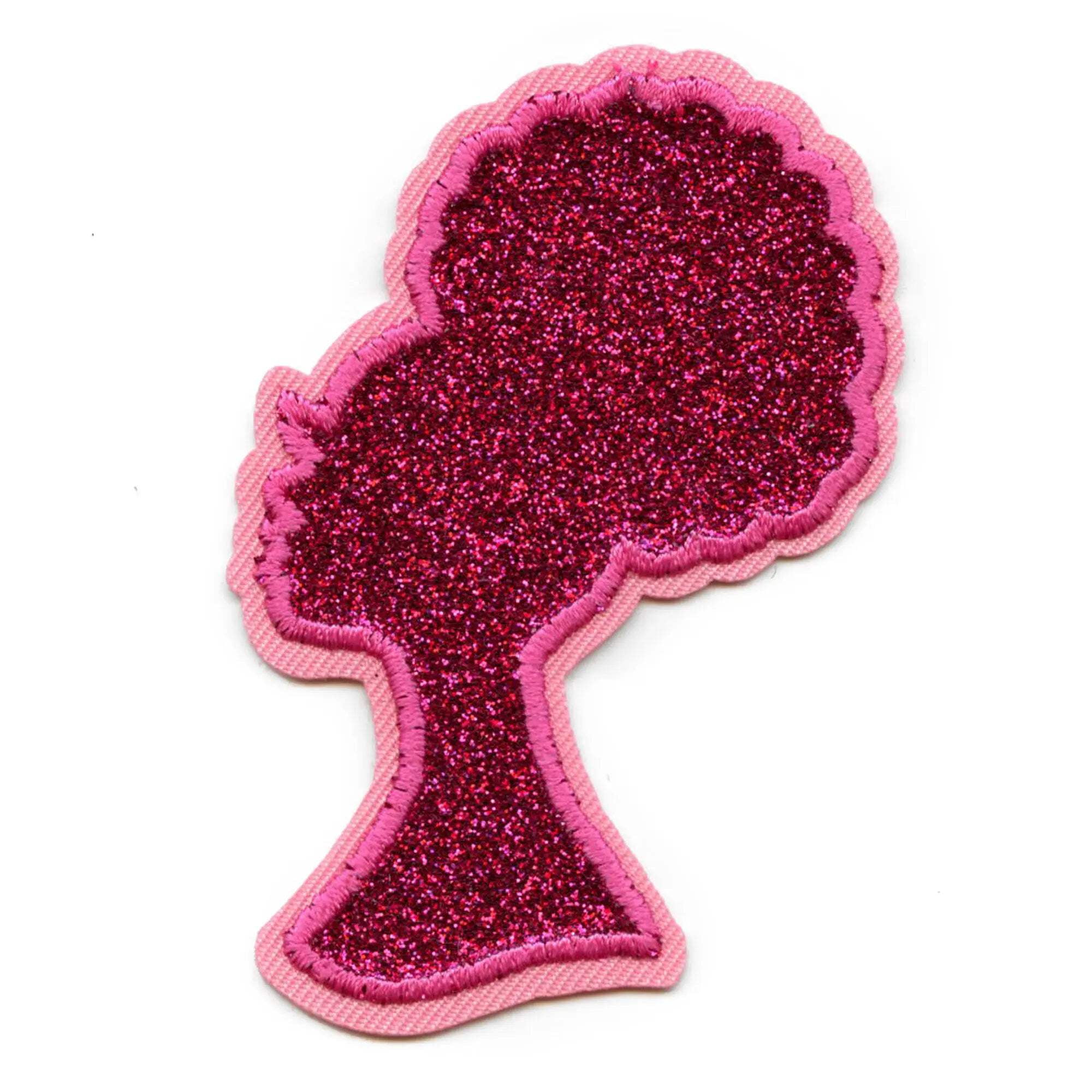 Afro Shimmer Pink Side Silhouette Patch Doll Toy Movies Applique Iron ...