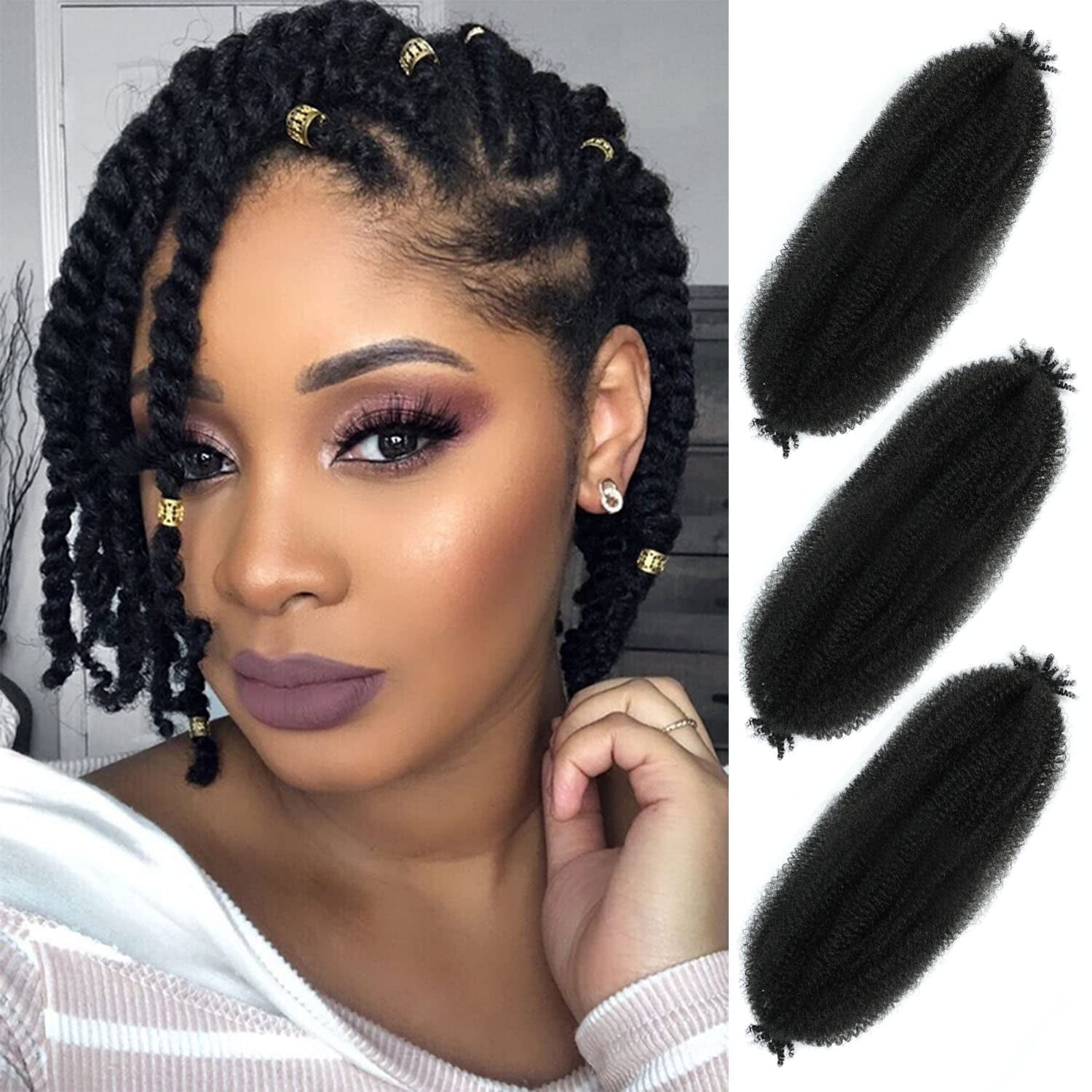 Afro Twist Hair 12inch Afro Twist Crochet Braiding Hair (12 Inch (Pack ...