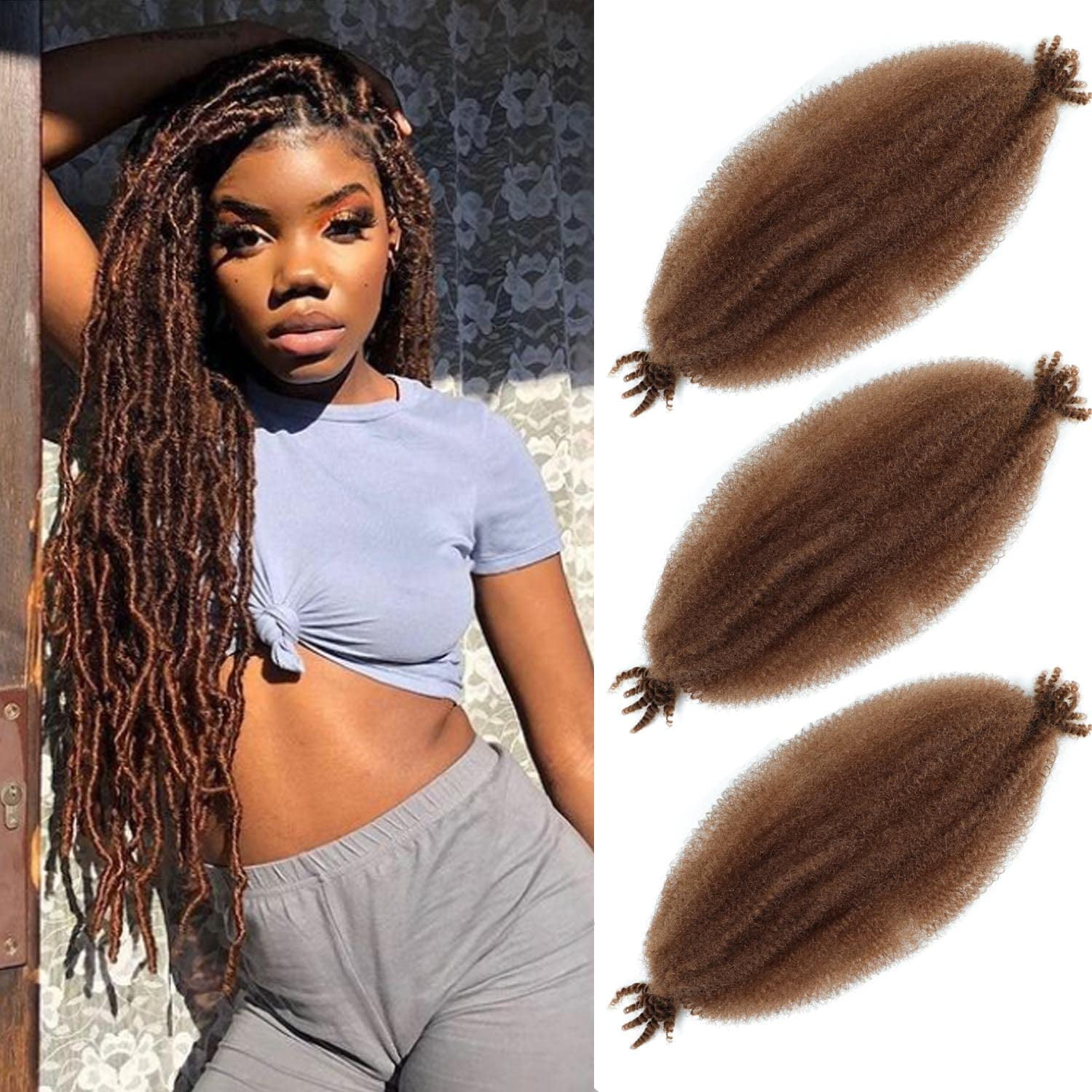 Afro Twist Hair 18 Inch 3 Packs, Springy Afro Twist Hair Pre Fluffed ...