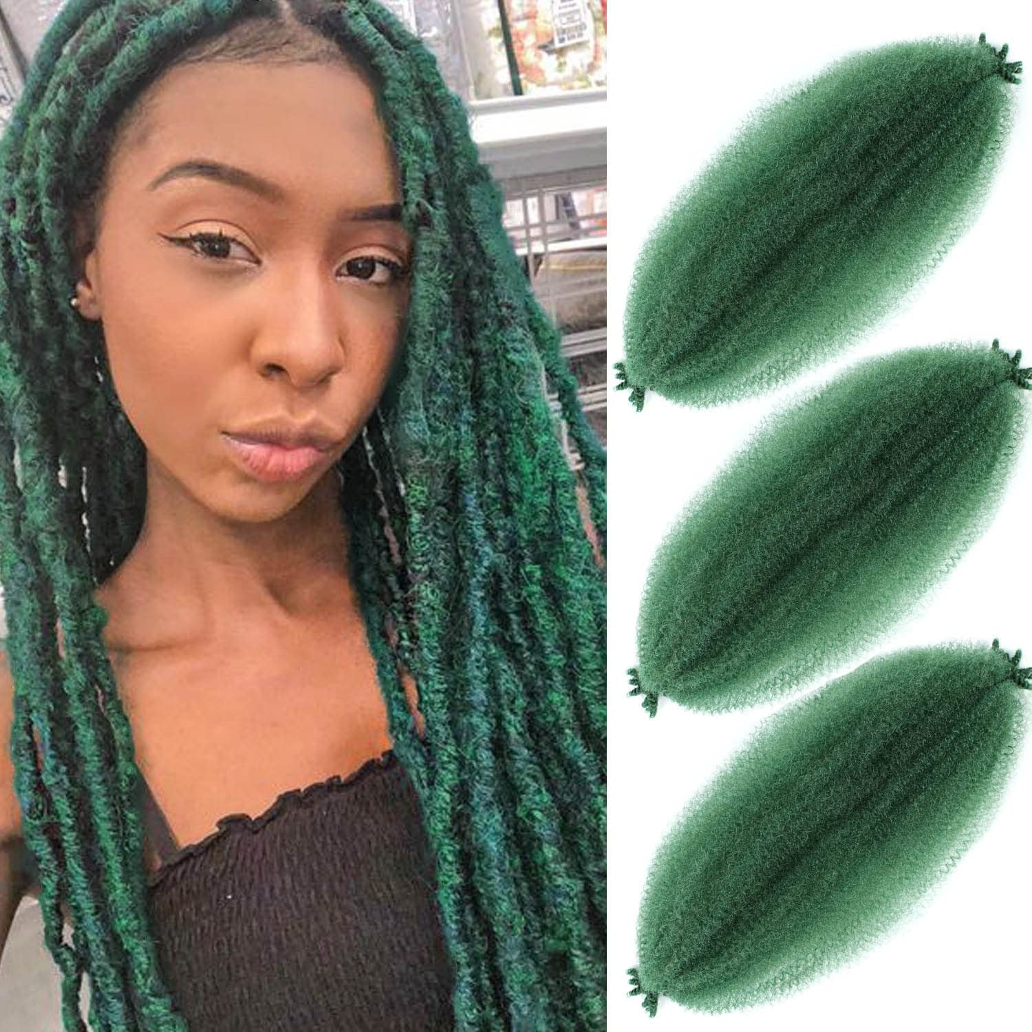 Afro Twist Hair 18 Inch 3 Packs, Springy Afro Twist Hair Pre Fluffed ...