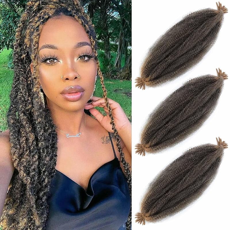 Afro Twist Hair 24 Inch 3 Packs, Springy Afro Twist Hair Pre Fluffed ...