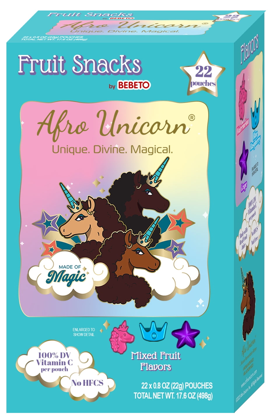 Afro Unicorn 22 ct Fruit Snacks Box Mixed Fruit - Walmart.com
