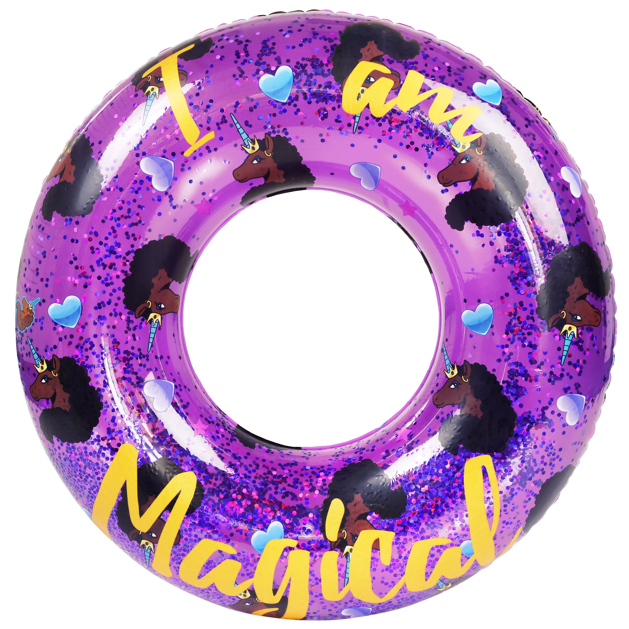 Afro Unicorn 37” Magical Pool Float – Ring Float – Girls – Purple ...