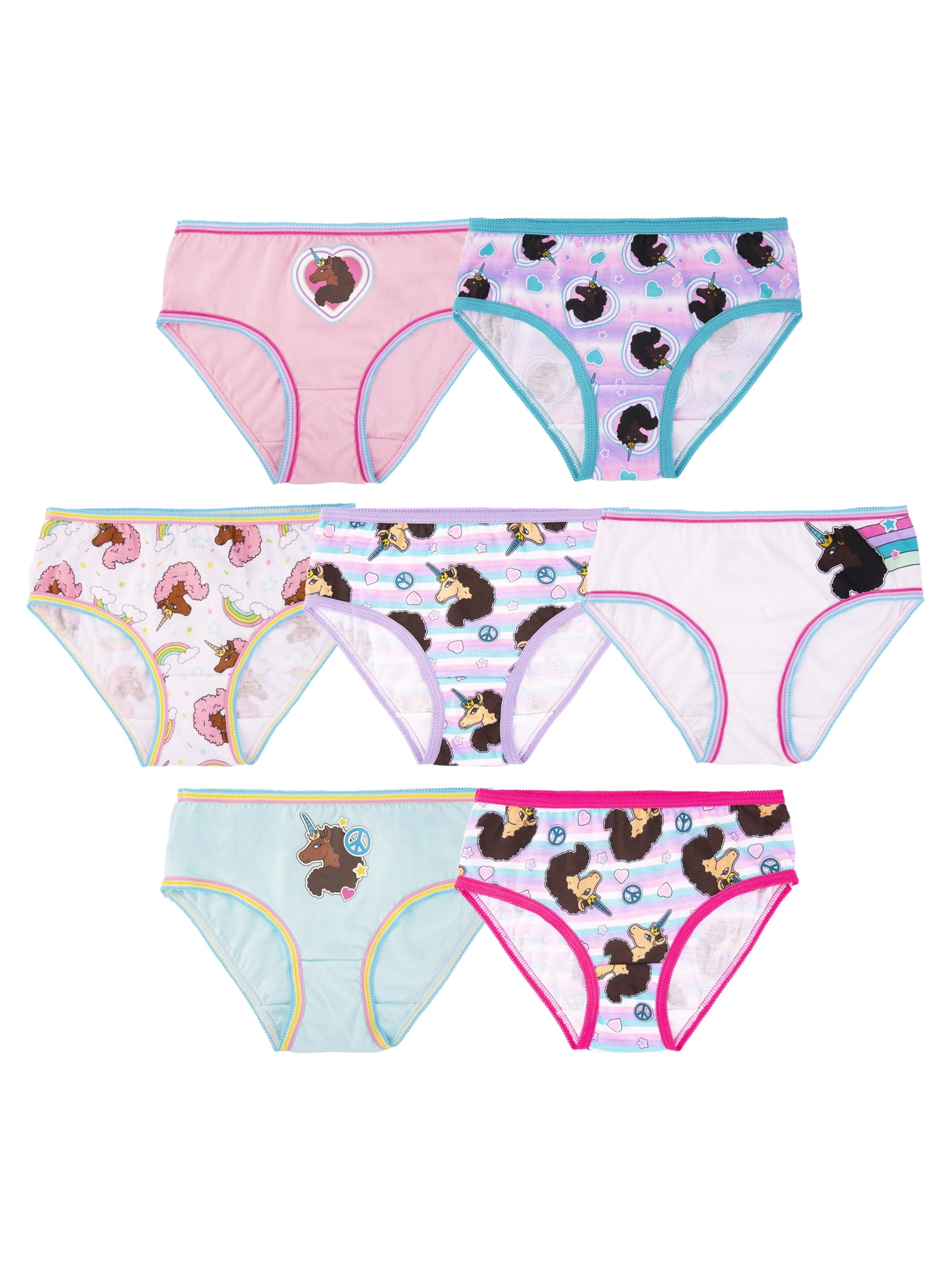 Afro Unicorn AP Girls Underwear, Pack of 7, Sizes 6-8 - Walmart.com