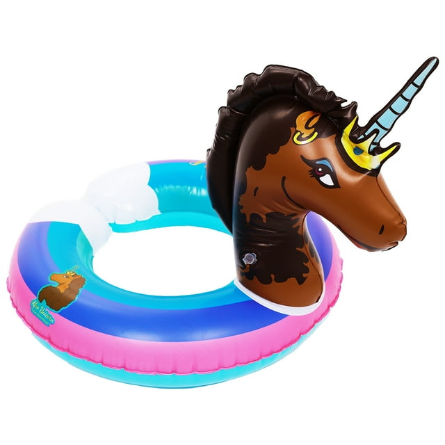 Afro Unicorn 22 Inch Split Ring Pool Float for Girls - Multicolor ...