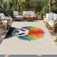 Afro Wig Panda Indoor Outdoor Rugs 4x6 Ft, Abstract Funny Rainbow Wig ...