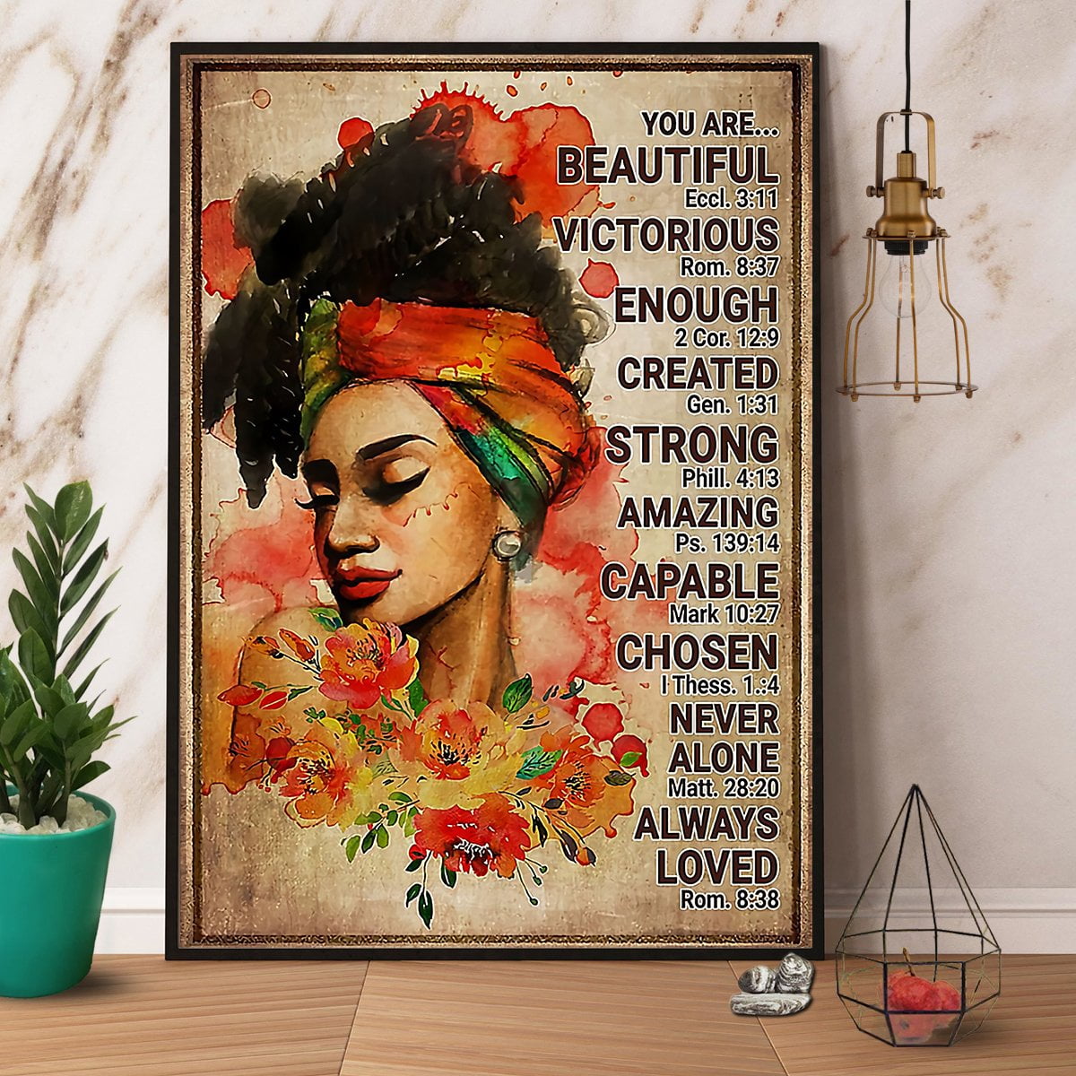 Afro You Are Beautiful Victorious Enough Created Paper Poster No Frame Matte Wall Art Decor 16 x ...