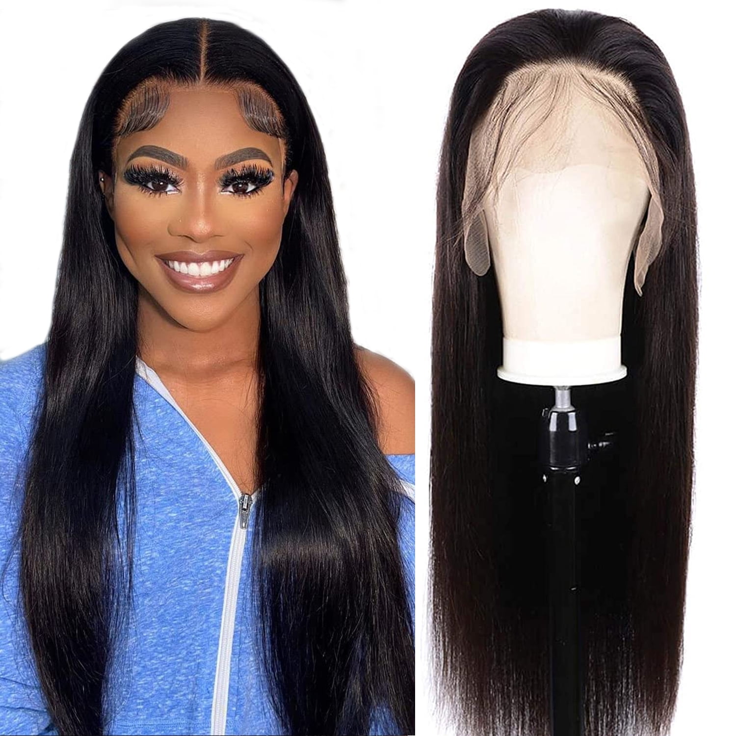 Afrodiva Straight Lace Front Wigs Human Hair for Black Women T Part ...
