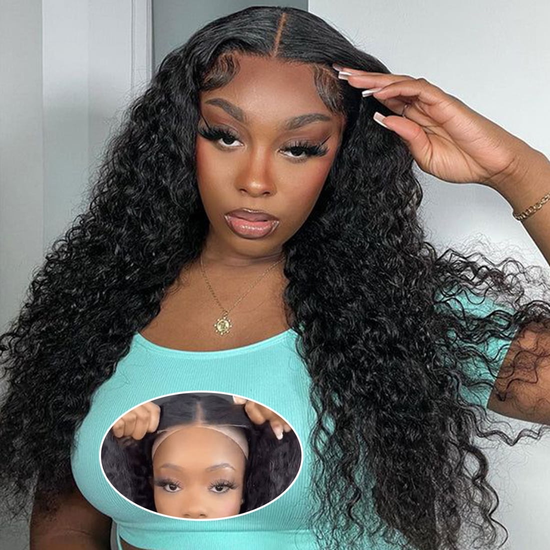 Afrodiva Wear and Go Glueless Wigs Human Hair Kinky Curly 4x4 Lace ...