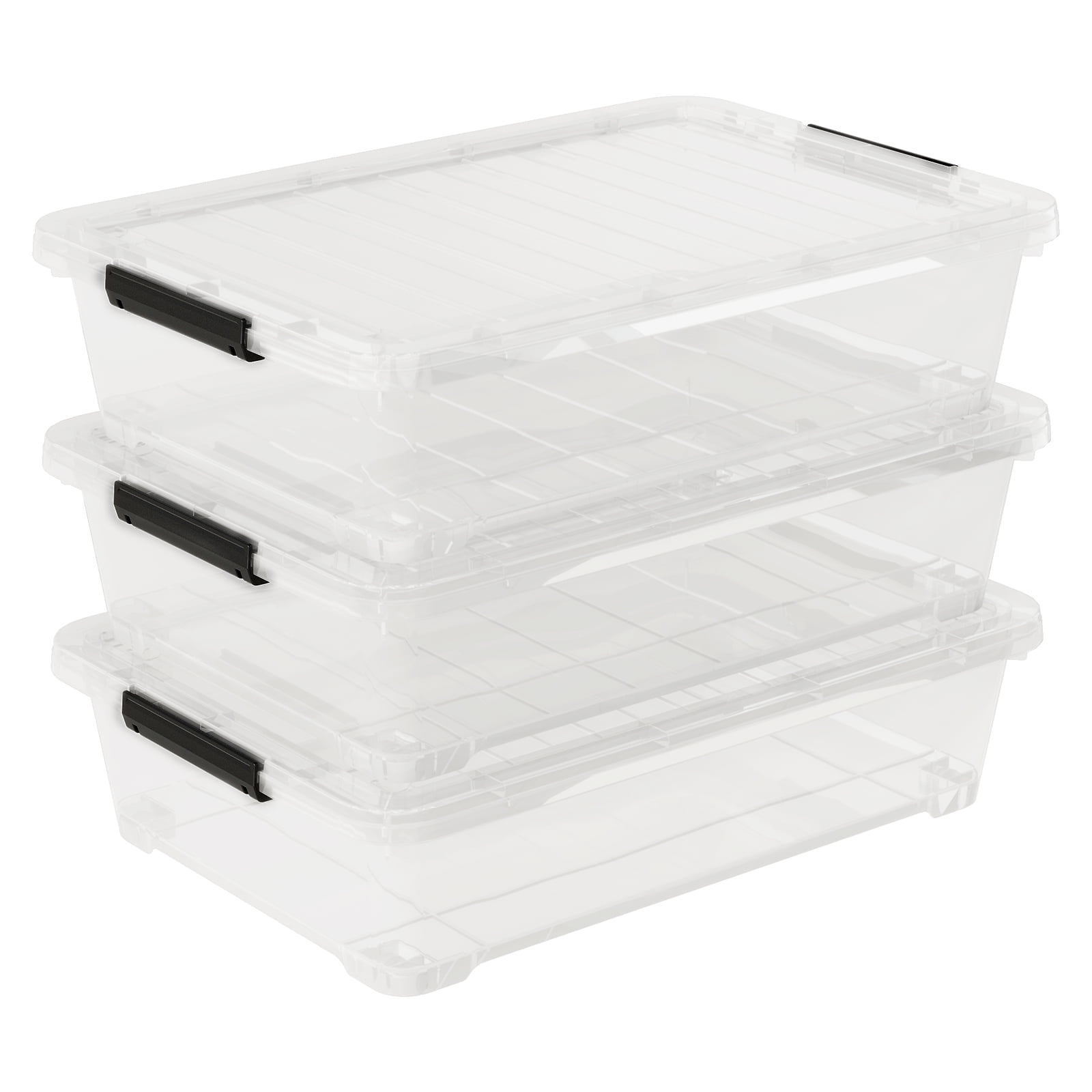 Afromy 3-Pack Under Bed Wheeled Storage Box, 40 Qt Underbed Plastic ...