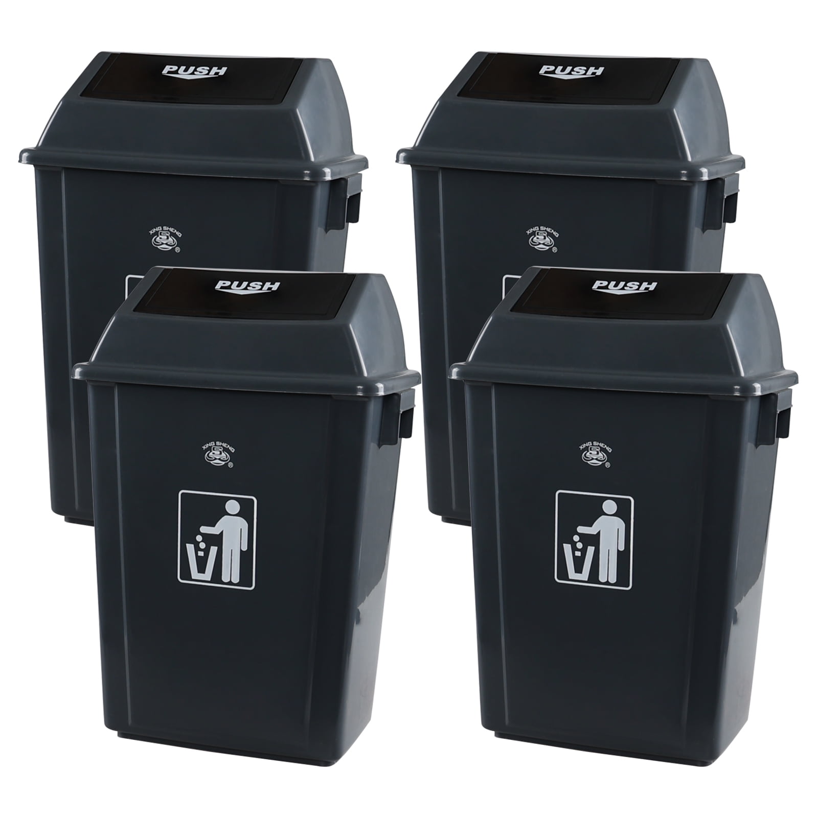 Afromy 4 Packs 16 Gallon Commercial Trash Can, Kitchen Waste Bin with ...