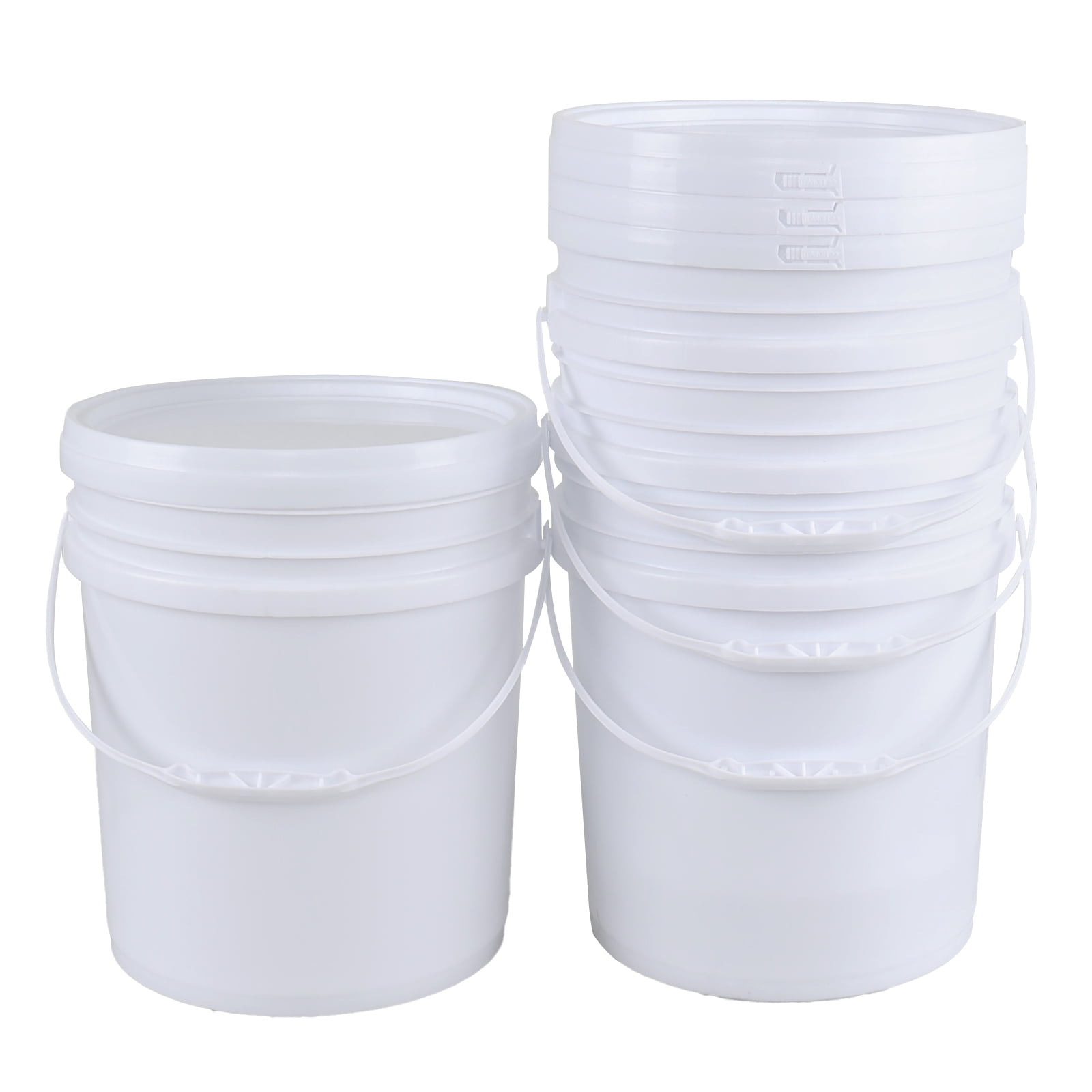 Afromy 4 Packs Food Grade Bucket Pail with Plastic Handles and Lid ...