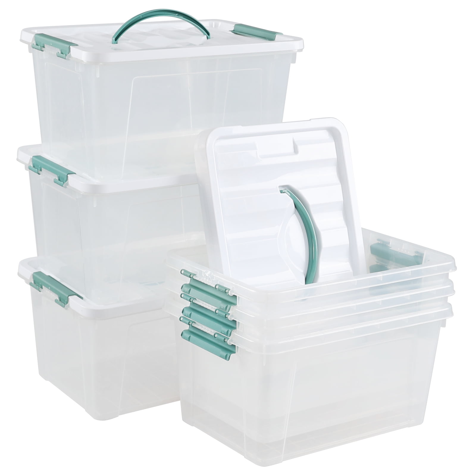 Afromy 6-Pack Large Plastic Storage Boxes, Clear Latch Bin, 14 Quart ...