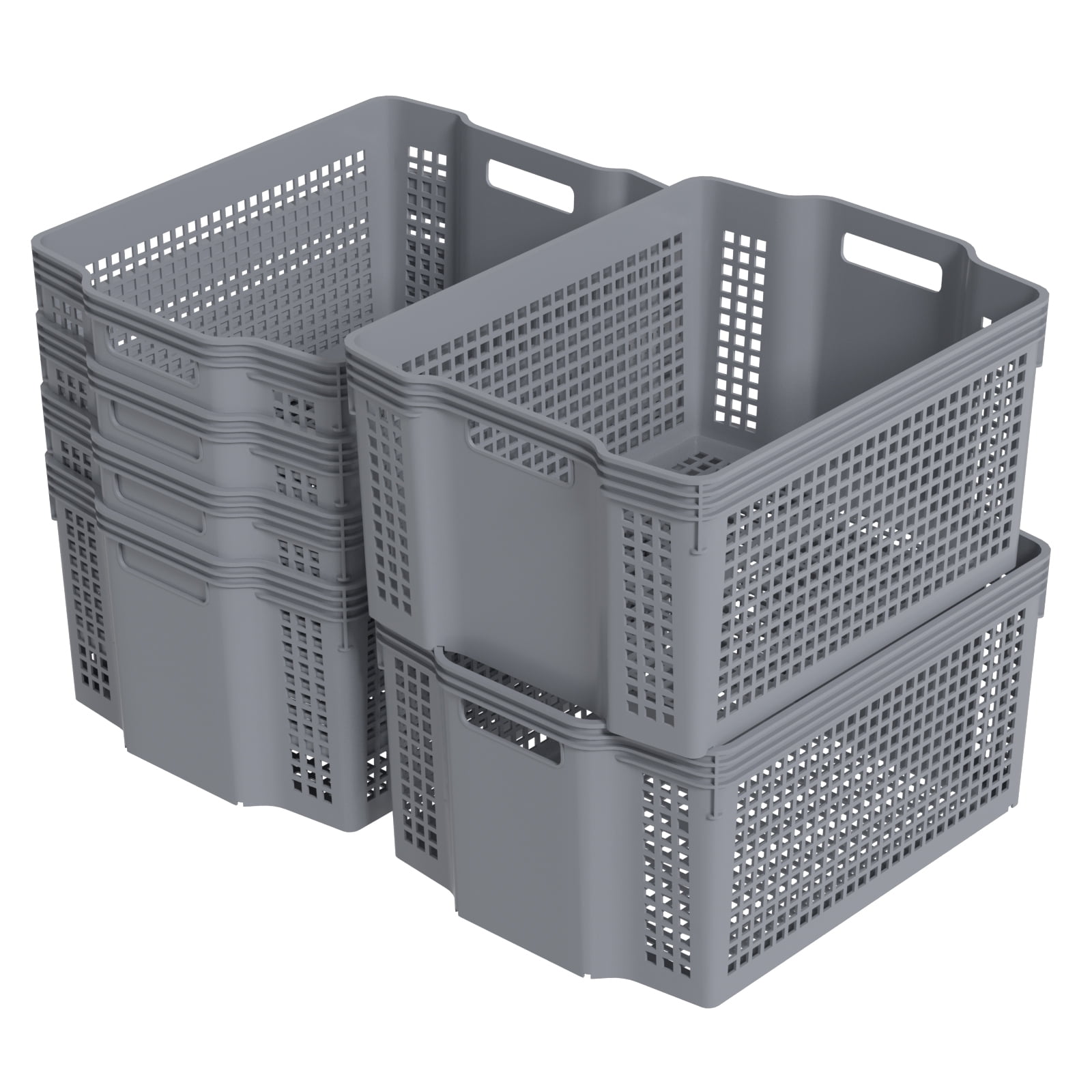 Afromy Large Plastic Stackable Basket Bins, Stackable Plastic Storage ...