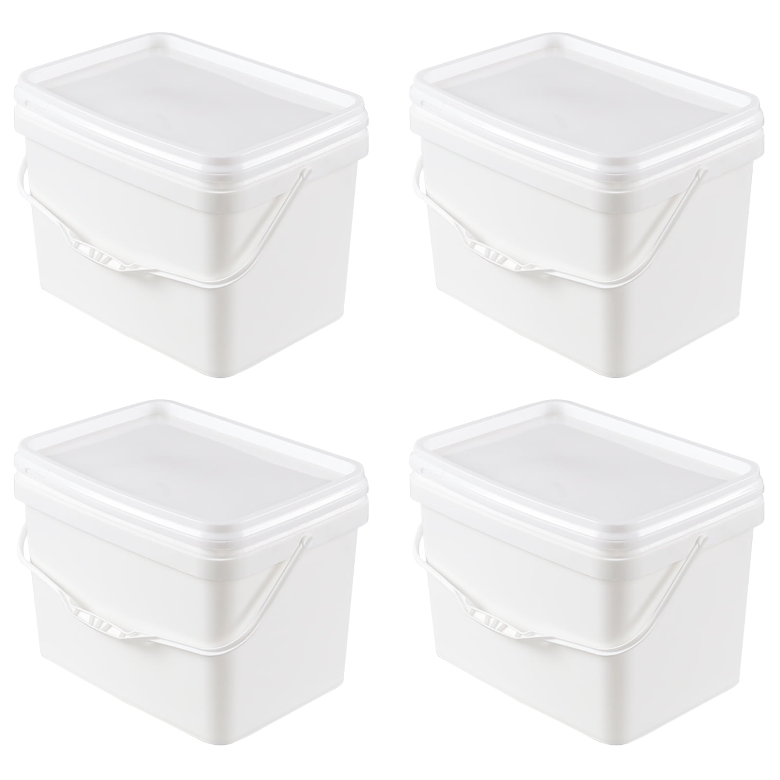 Afromy Pack of 4 Paint Bucket with Airtight Lid, 5 Gallon White Plastic ...