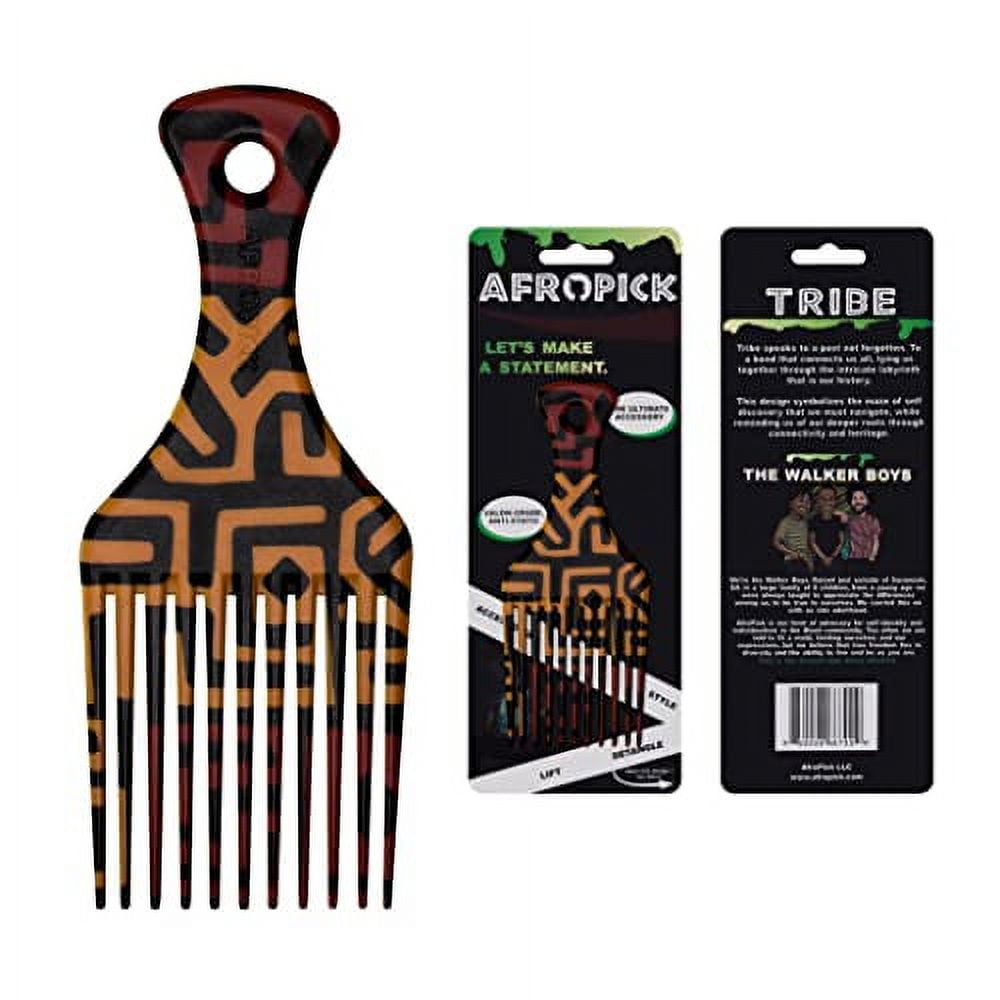Afropick Anti-Static Plastic Black Hair Pick for Natural Curly Long ...