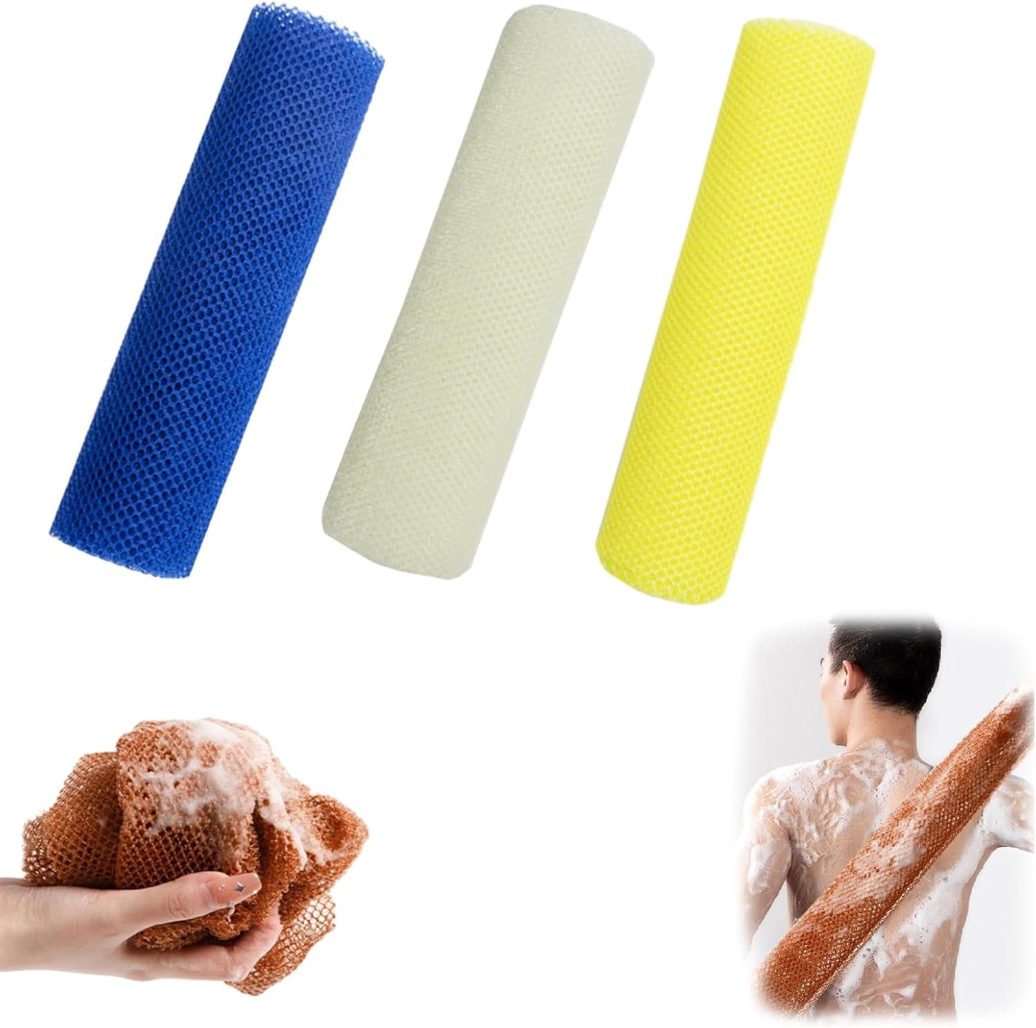 Afroscrub African Exfoliating Net Sponge, 3 Pieces African Net Sponge ...