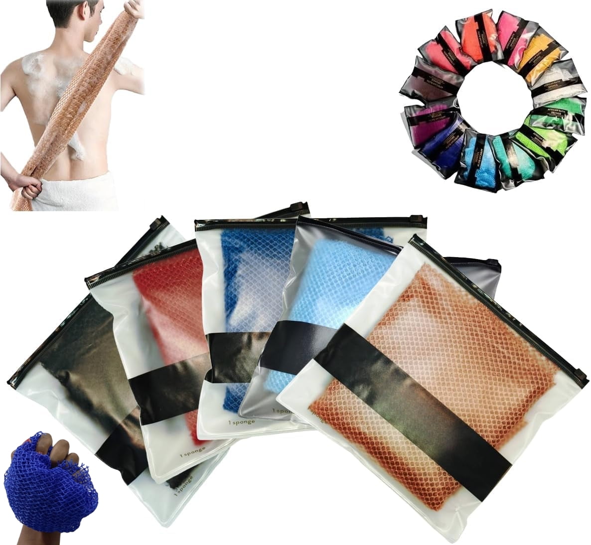 Afroscrub African Exfoliating Net Sponge - Afro Scrub Body Scrubber for ...