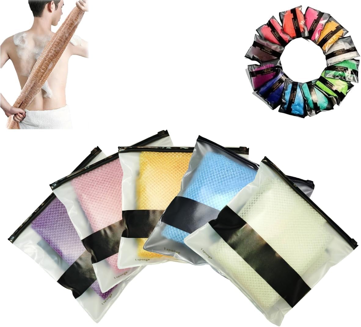 Afroscrub African Exfoliating Net Sponge - Afro Scrub Body Scrubber for ...