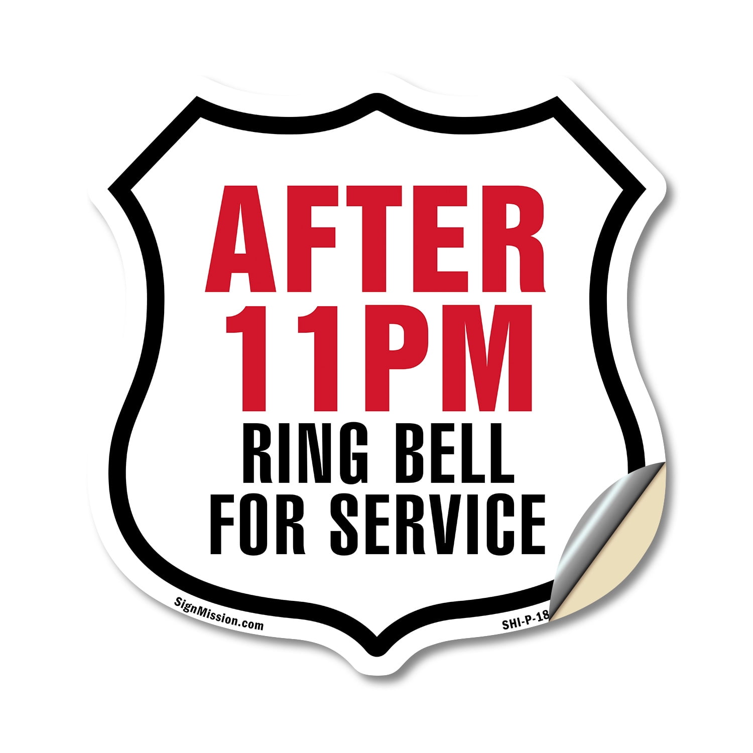 After 11 Pm Ring Bell For Service (5 Pack) 4 inch X 4 inch Shield ...