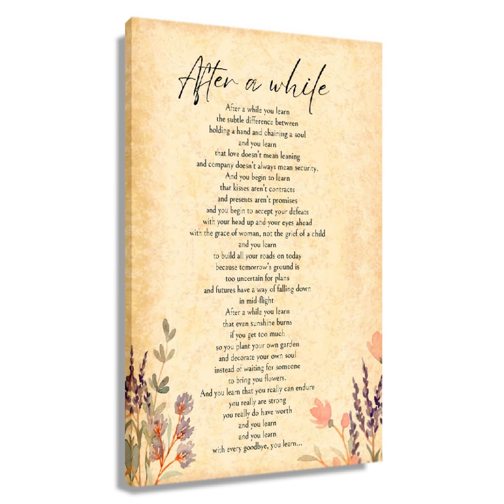 After A While Poem Canvas Wall Art, Modern Poetry Poster, Landscape ...