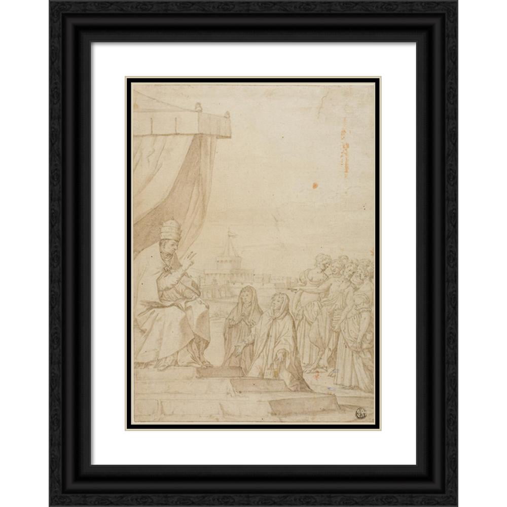 After Federico Zuccaro 11x14 Black Ornate Wood Framed Double Matted ...