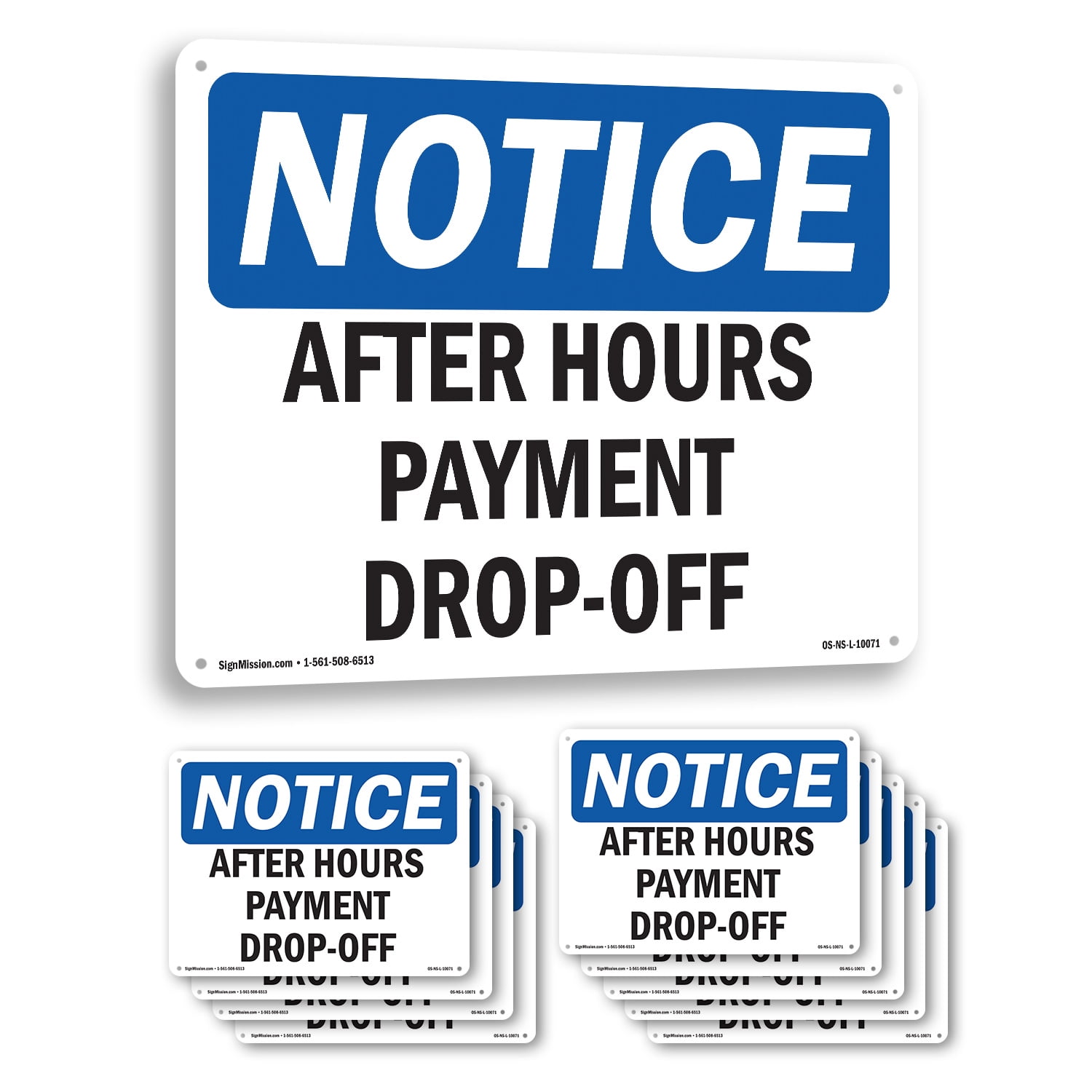 After Hours Payment Drop OSHA Notice Aluminum Sign 24 Inch x 18 Inch ...