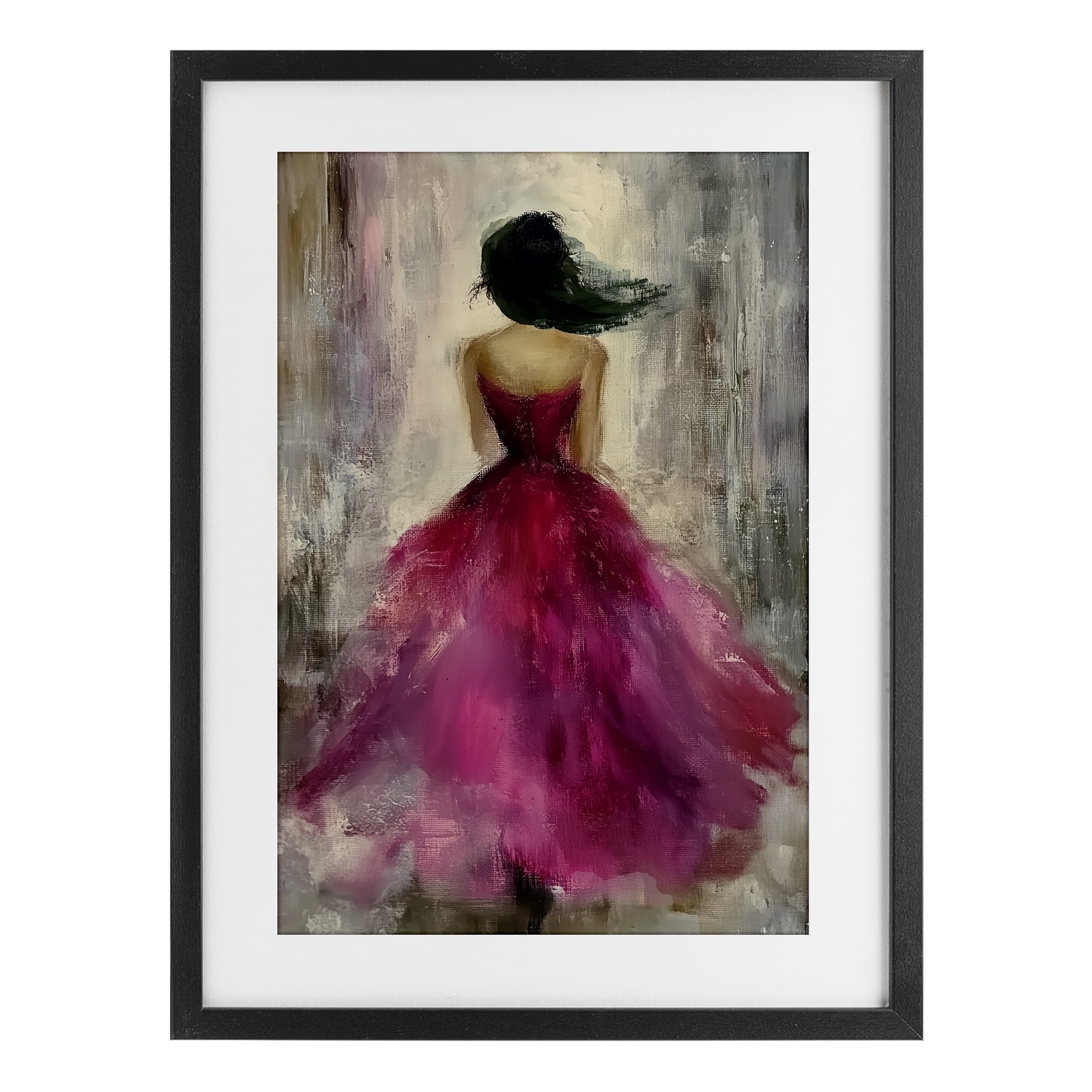 After Midnight Girl in Gown Black Framed Print Under Glass, design by ...