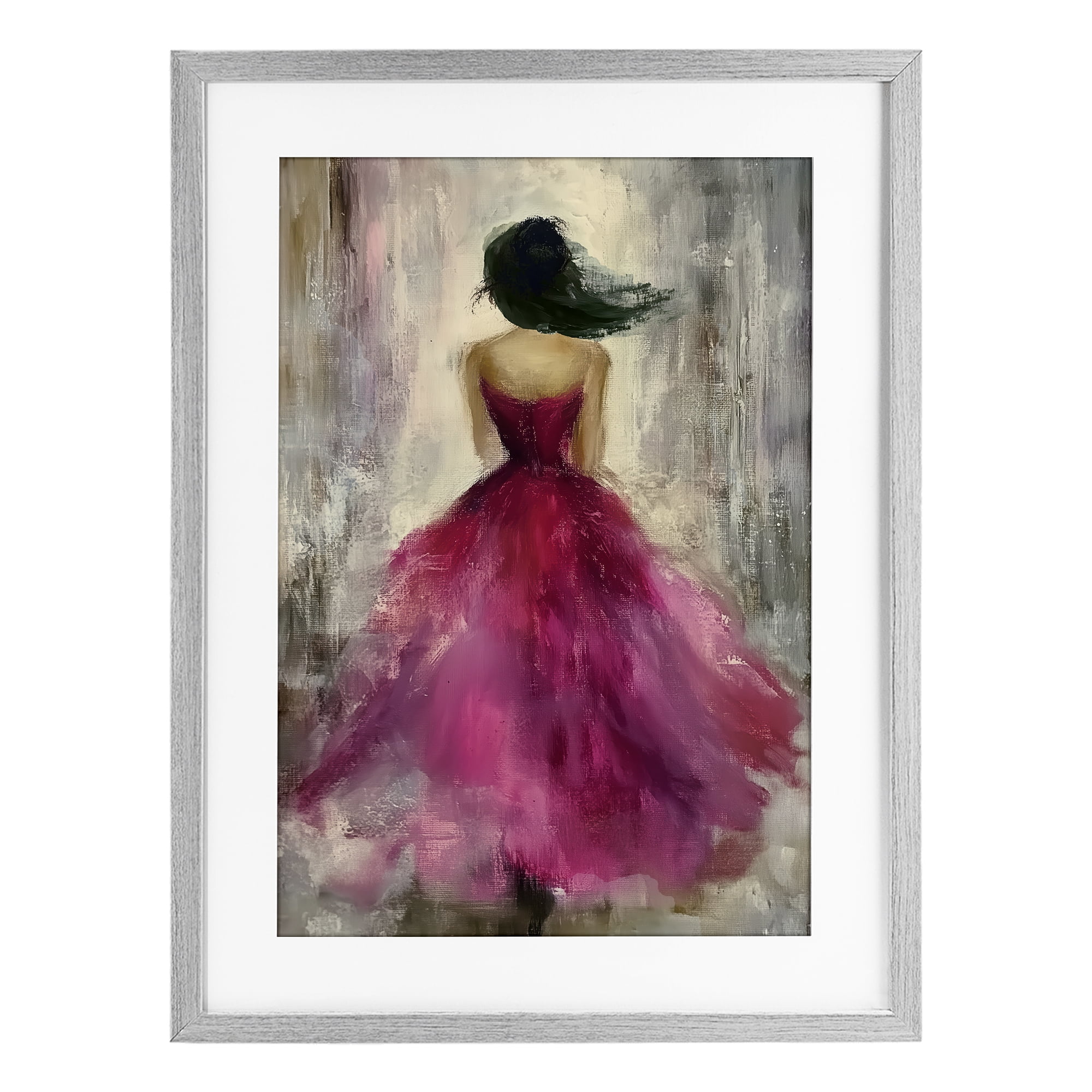 After Midnight Girl in Gown Gray Framed Print Under Glass, design by ...