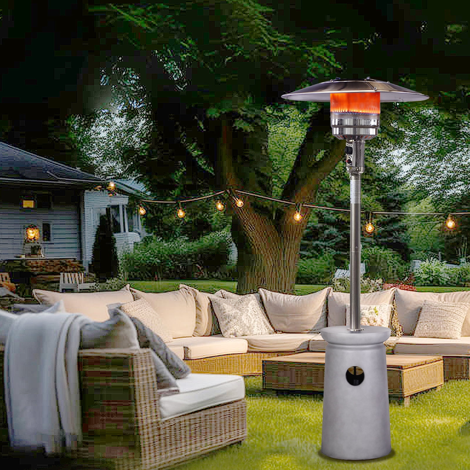 Afterglow 48,000 BTU Terrafab Base Patio Heater, Internal Gas Tank ...