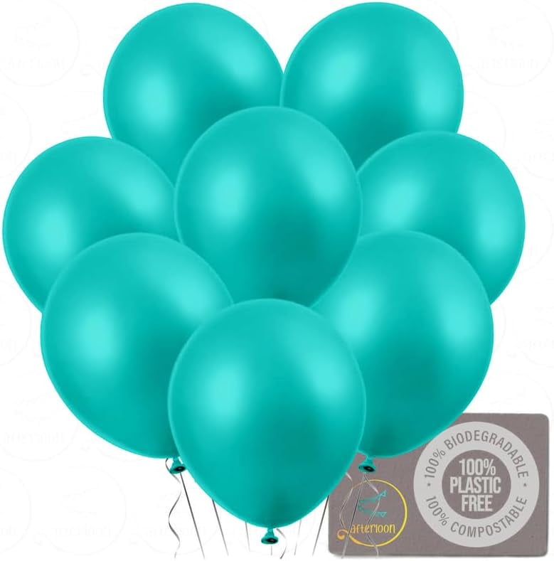 Afterloon Biodegradable Mini Balloons 50 Pcs Pearlized Turquoise Blue ...