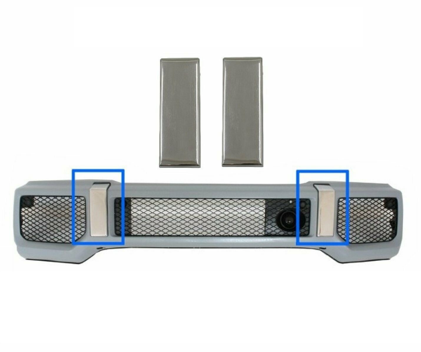 Aftermarket X2 Chrome Front Bumper Caps Clips For Mercedes W463 AMG G63 ...