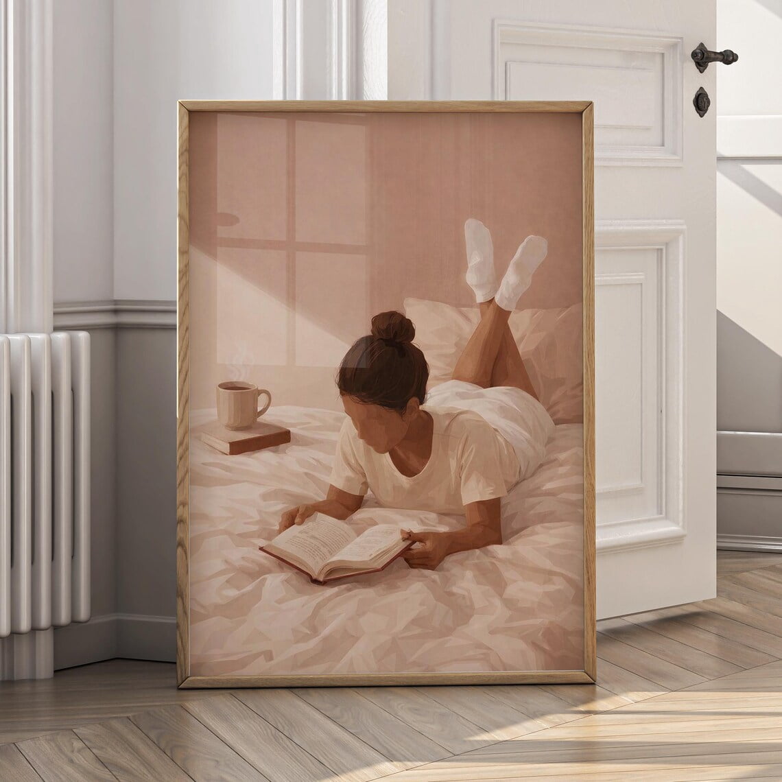 Afternoon Reading Cozy Book Lover Vintage Style Bedroom Minimal ...