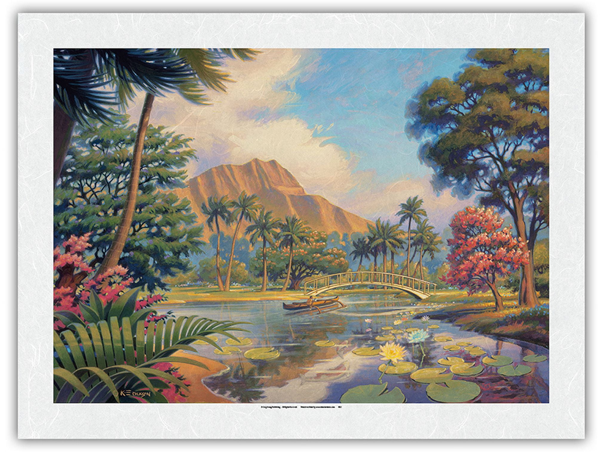 Afternoon Reflections - Kapiolani Park - Oahu Hawaii - Vintage Hawaiian ...