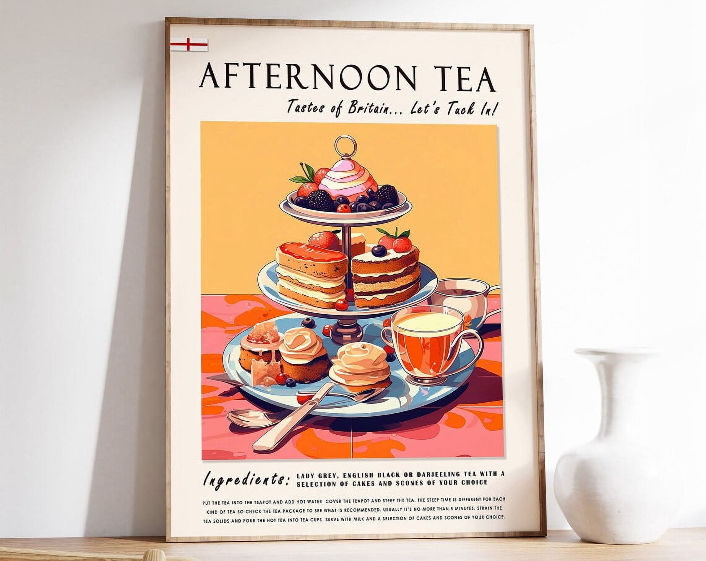 Afternoon Tea Food Poster, English Food And Drink Print, London Print ...