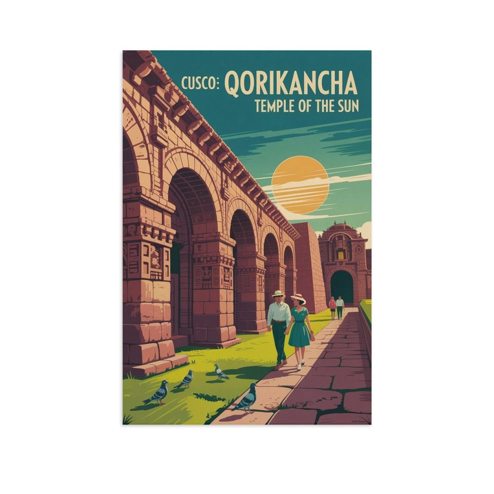 Afternoon Wall Art Qorikancha Temple of The Sun Cusco Peru Retro Travel ...
