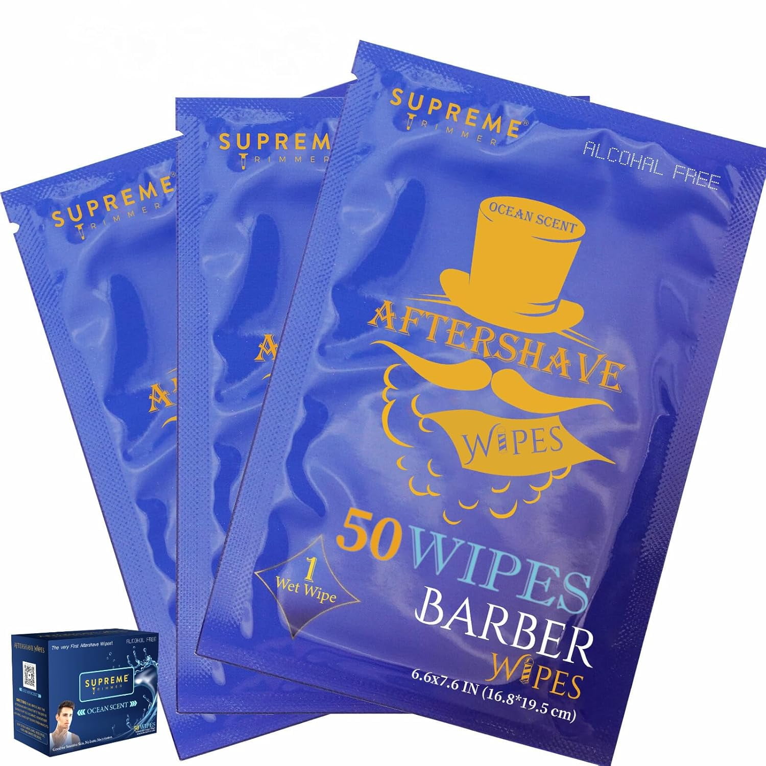Supreme Trimmer 3-in-1 Aftershave Wipes – 100 Individually Wrapped Face ...