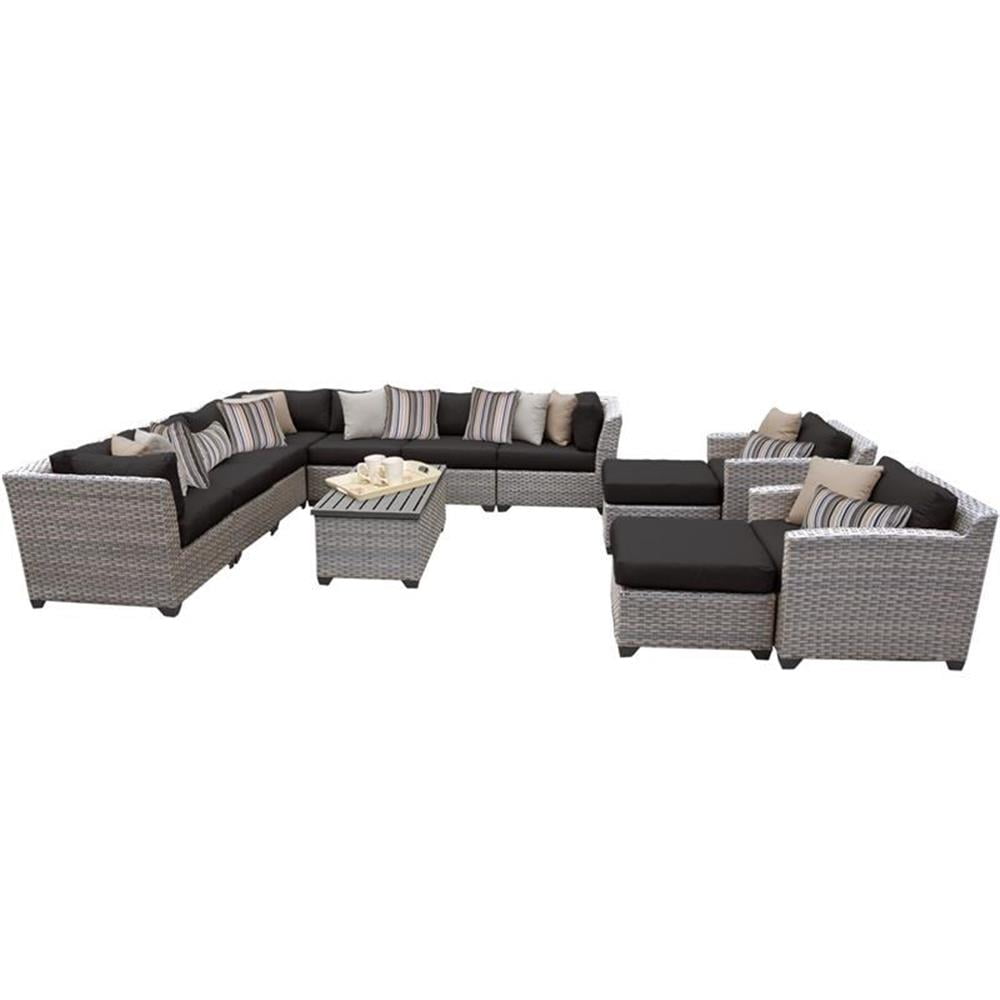 Afuera Living 13 Piece Outdoor Wicker Patio Furniture Set in Black ...
