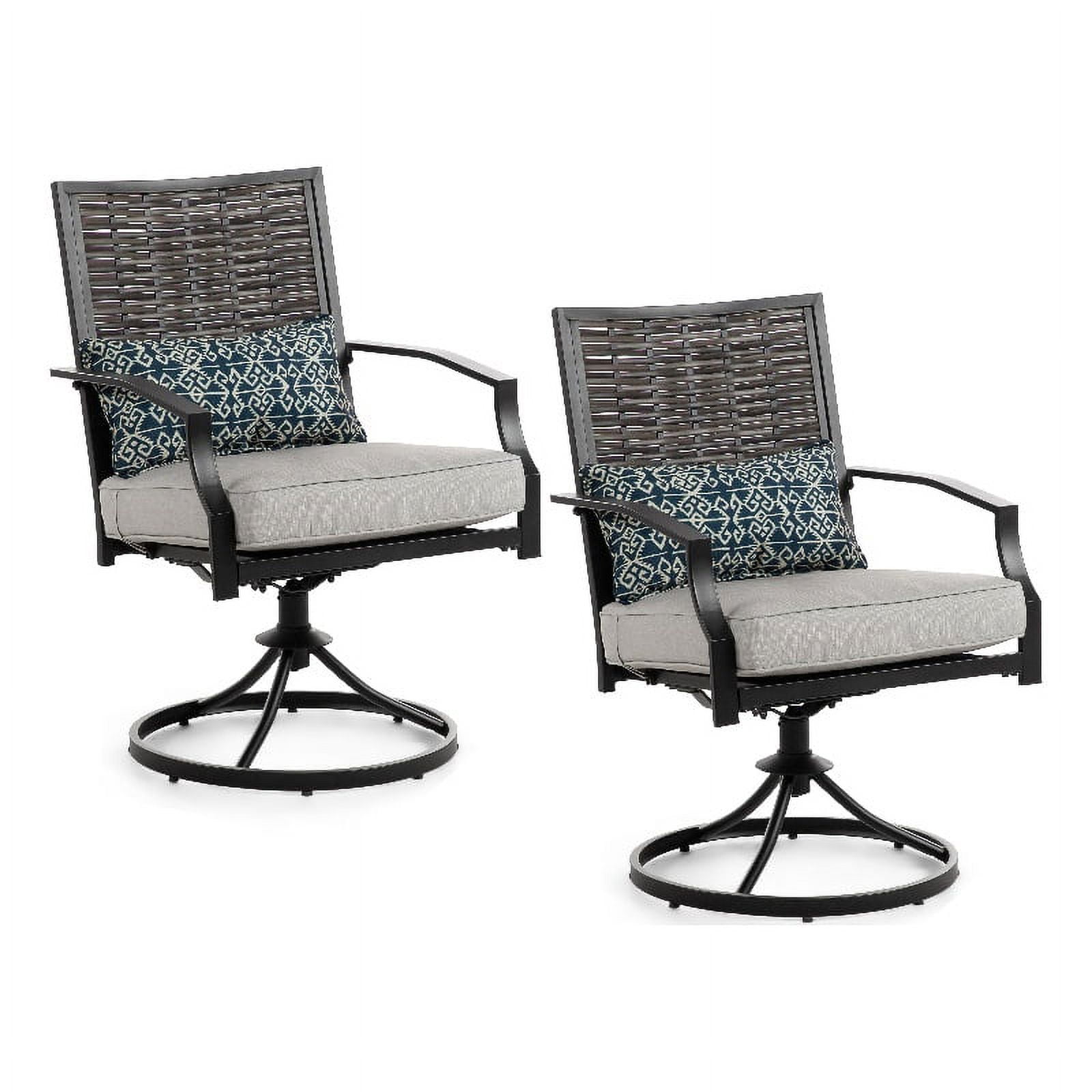 Afuera Living 2-Piece Outdoor Black Metal Swivel Dining Chairs ...