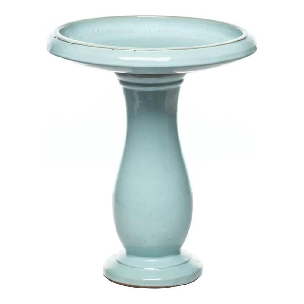 Afuera Living 2-piece Hand-made Ceramic Outdoor Bird Bath in Mint Green ...