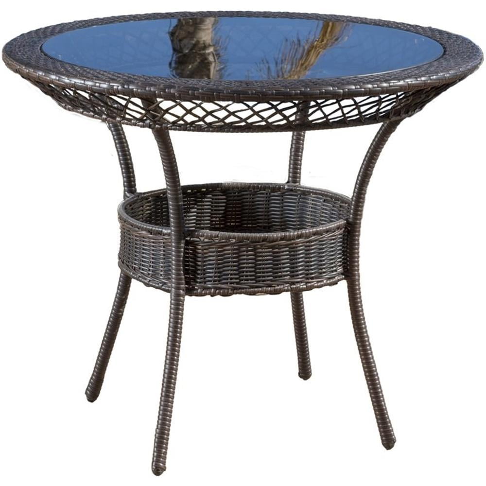 Afuera Living 27" Round Glass Top Patio Dining Table in Brown - Walmart.com