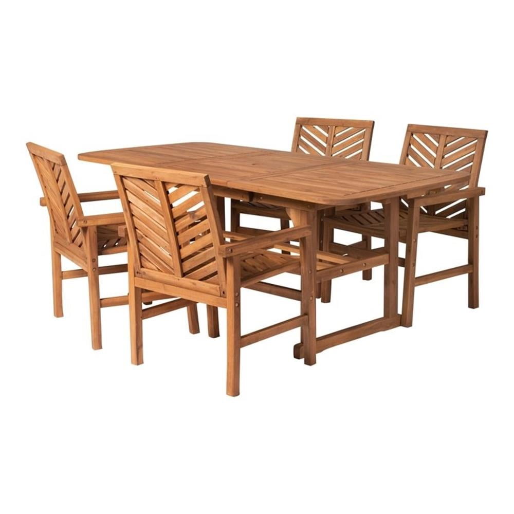 Afuera Living 5-Piece Extendable Outdoor Patio Dining Set in Brown ...