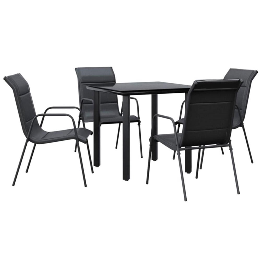 Afuera Living 5 Piece Steel Garden Dining Set in Black/Anthracite ...