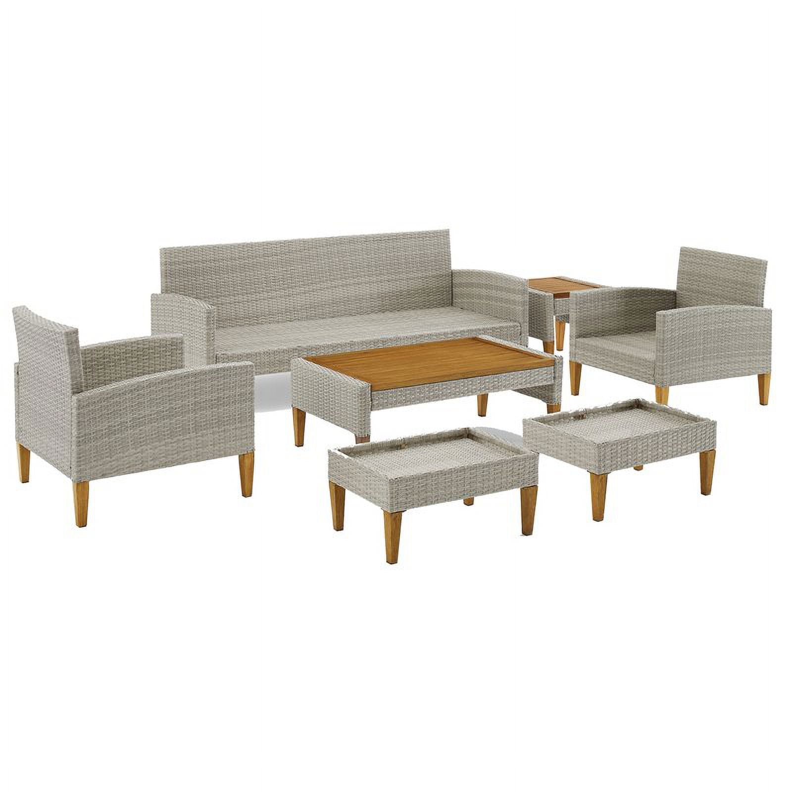 Afuera Living 7-Piece Modern Wicker / Rattan Outdoor Sofa Set in Gray ...