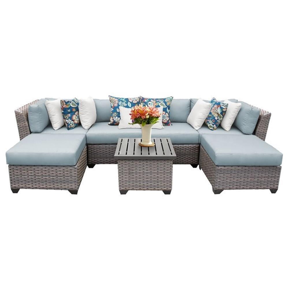 Afuera Living 7 Piece Outdoor Sectional Seating with Cushions in Spa ...