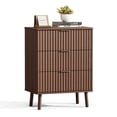 Afuera Living Brown Fluted 3-Drawer Nightstand 30.7H with Rose Gold ...